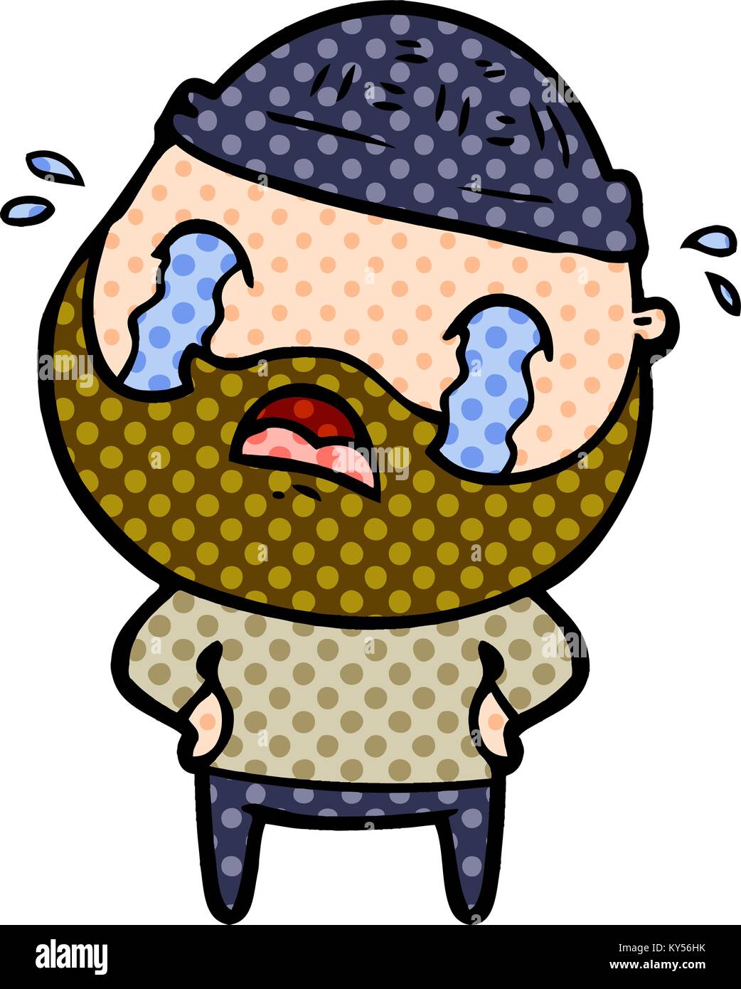 cartoon bearded man crying Stock Vector Image & Art - Alamy