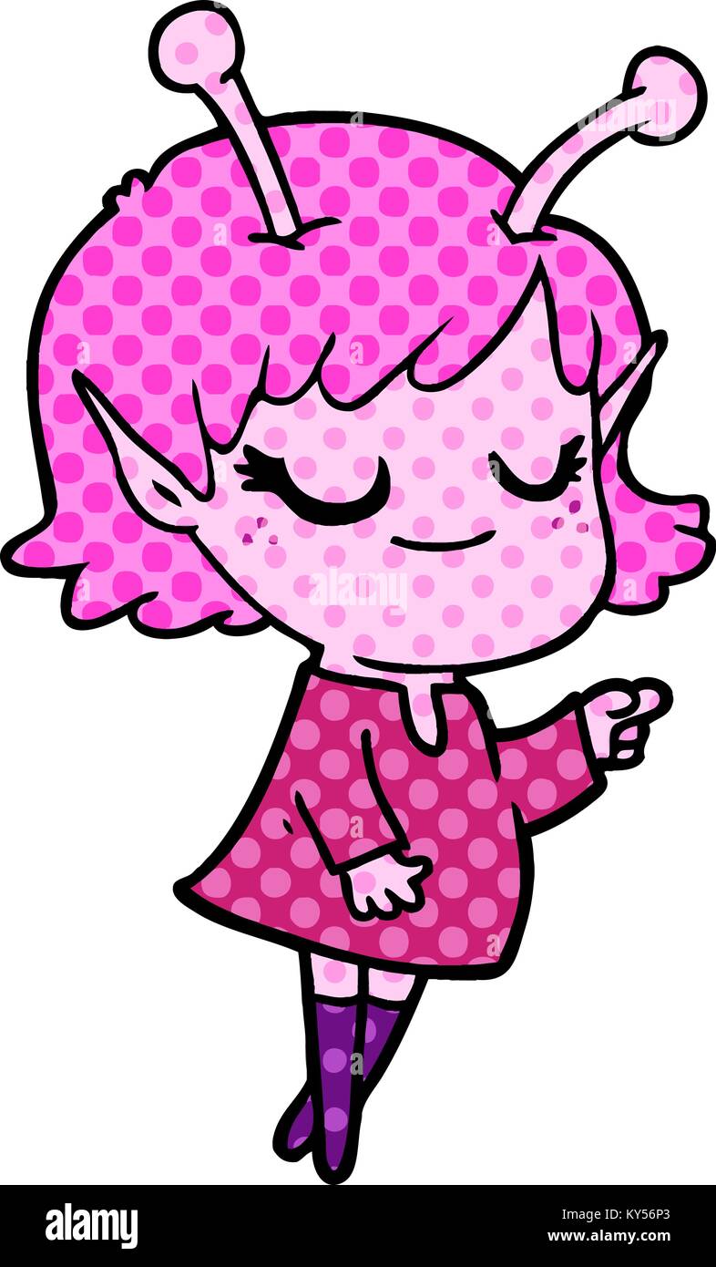 smiling alien girl cartoon Stock Vector Image & Art - Alamy