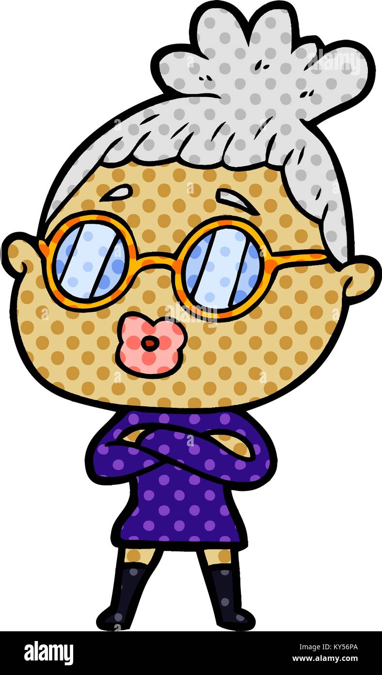 cartoon woman wearing spectacles Stock Vector Image & Art - Alamy