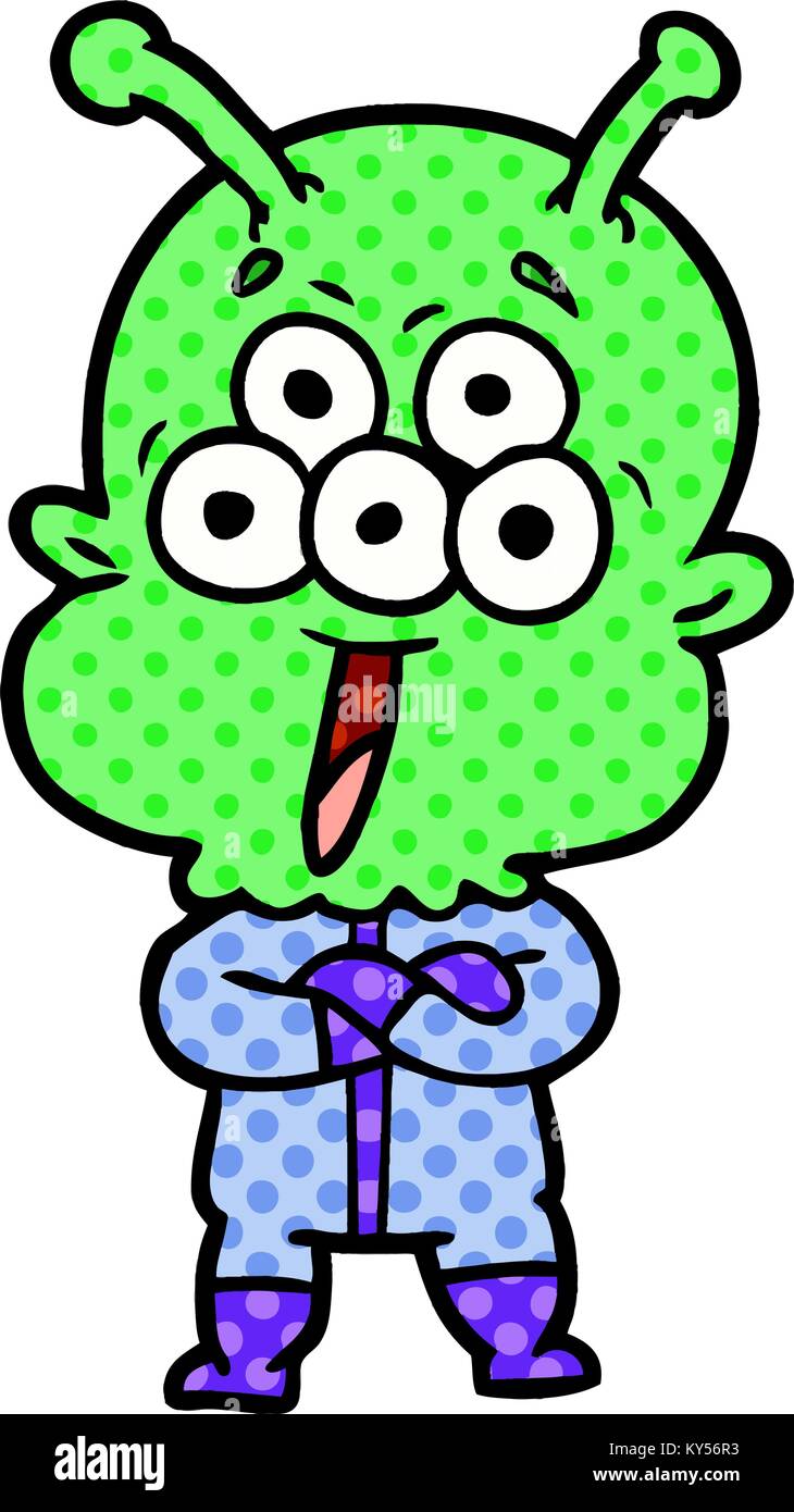 happy cartoon alien Stock Vector Image & Art - Alamy