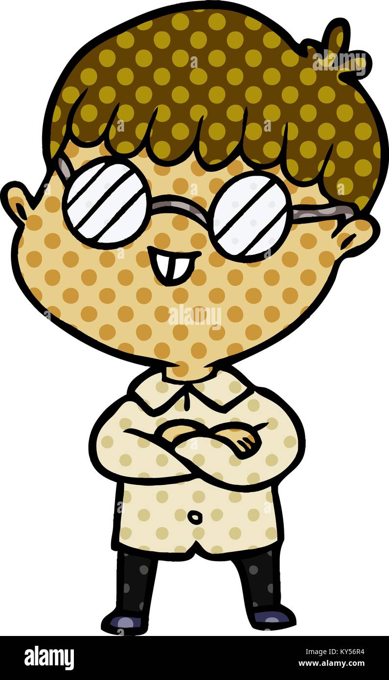 cartoon boy wearing spectacles Stock Vector Image & Art - Alamy