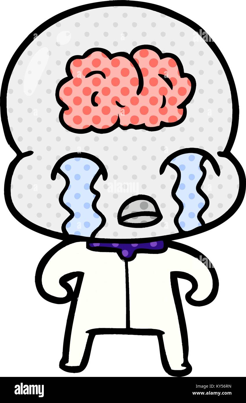 cartoon big brain alien crying Stock Vector Image & Art - Alamy