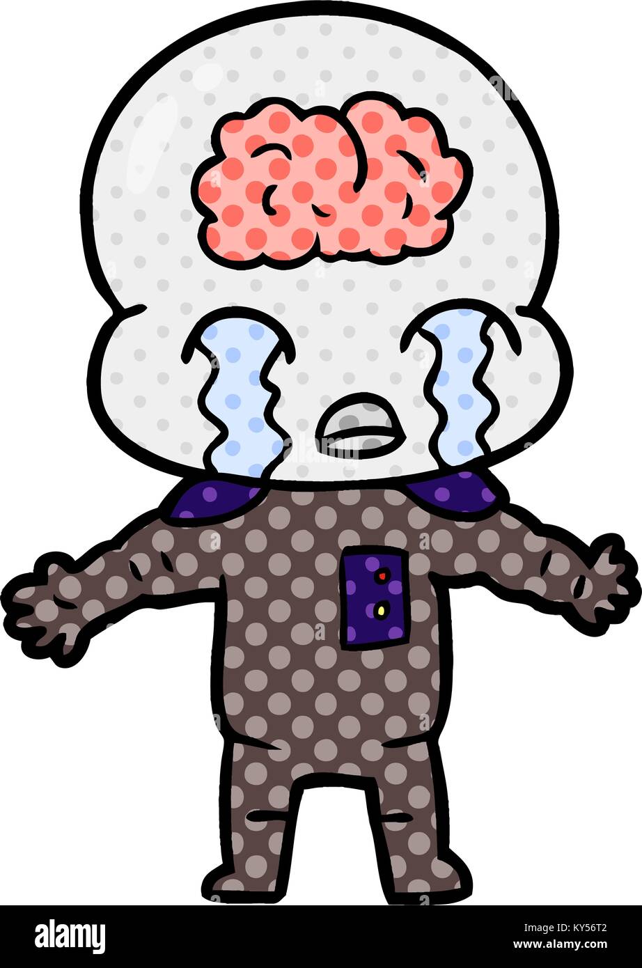 cartoon big brain alien crying Stock Vector Image & Art - Alamy