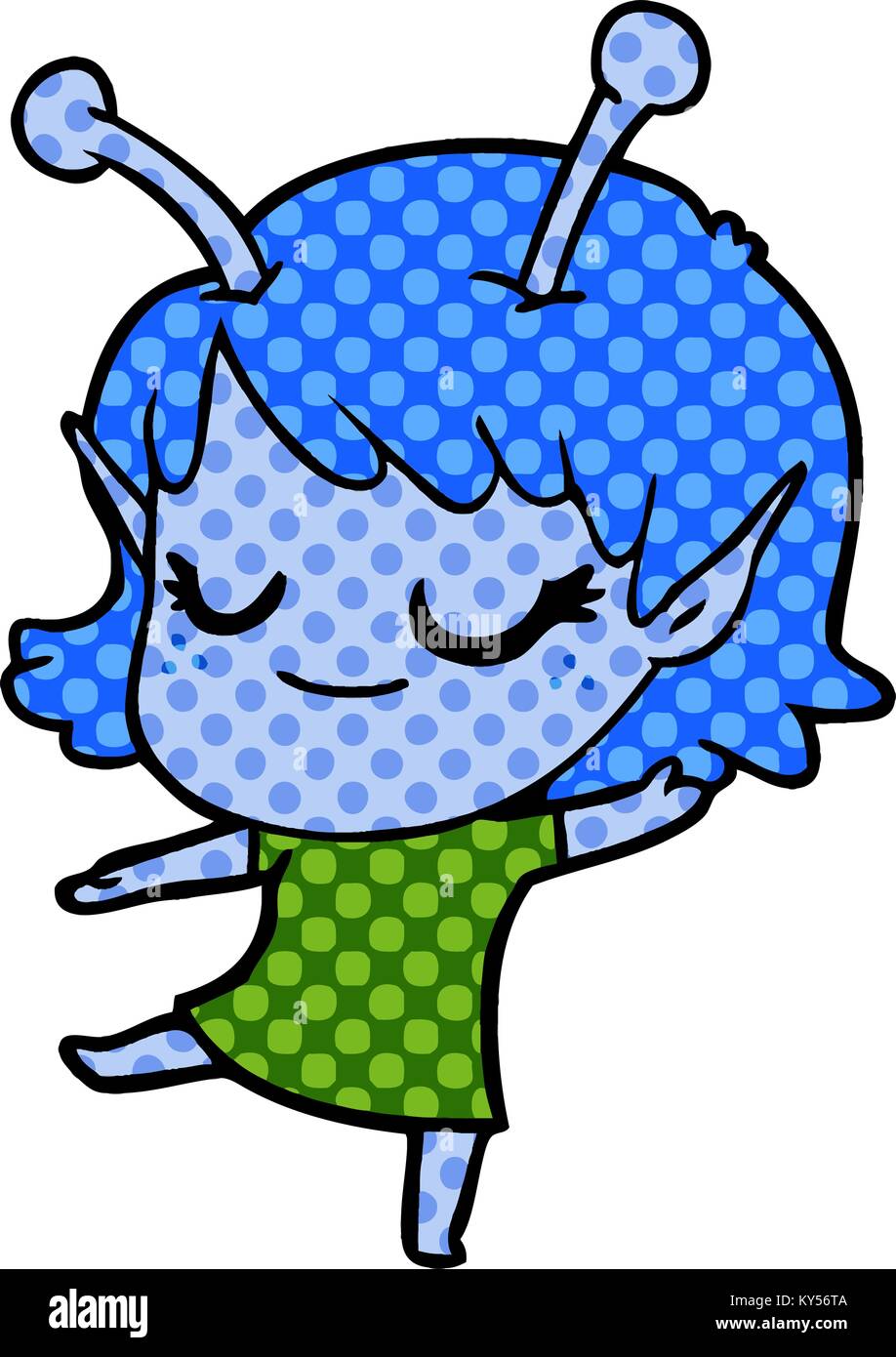 smiling alien girl cartoon Stock Vector Image & Art - Alamy