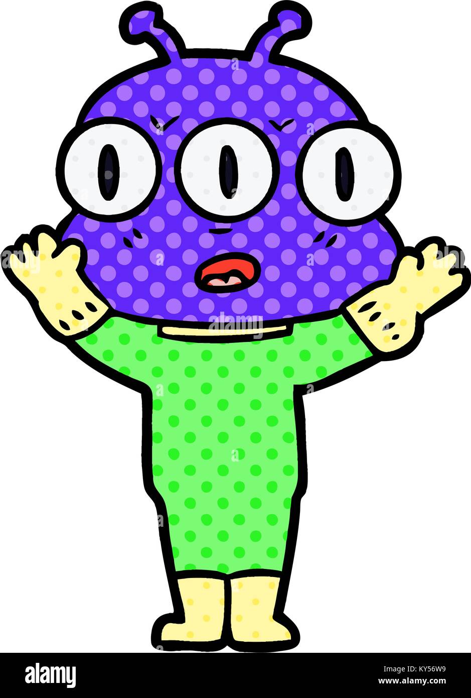 cartoon three eyed alien Stock Vector Image & Art - Alamy