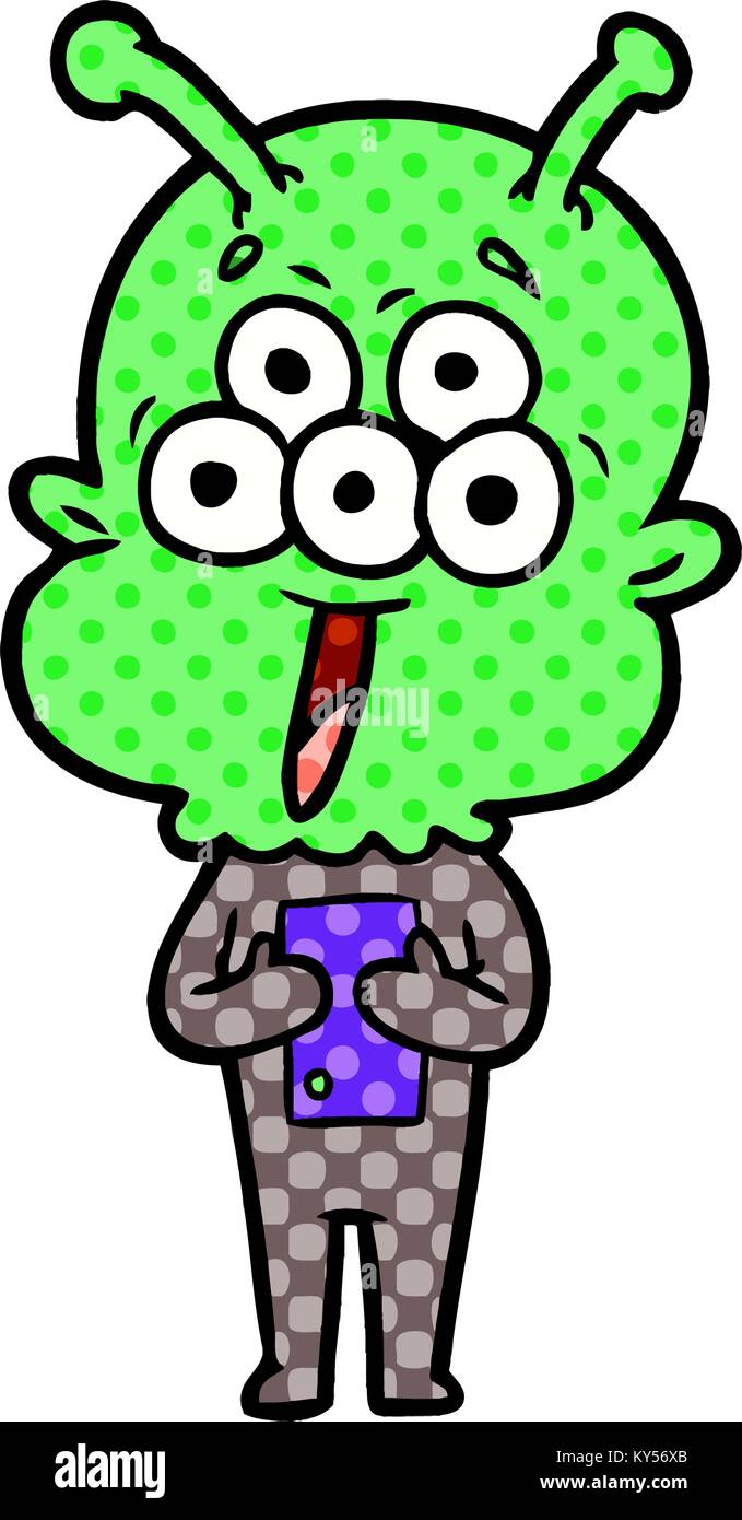 happy cartoon alien Stock Vector Image & Art - Alamy