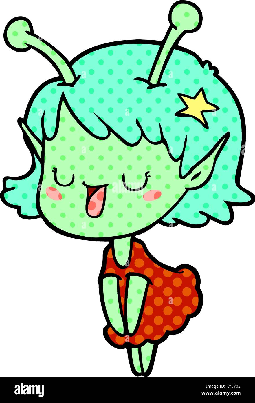 happy alien girl cartoon Stock Vector Image & Art - Alamy