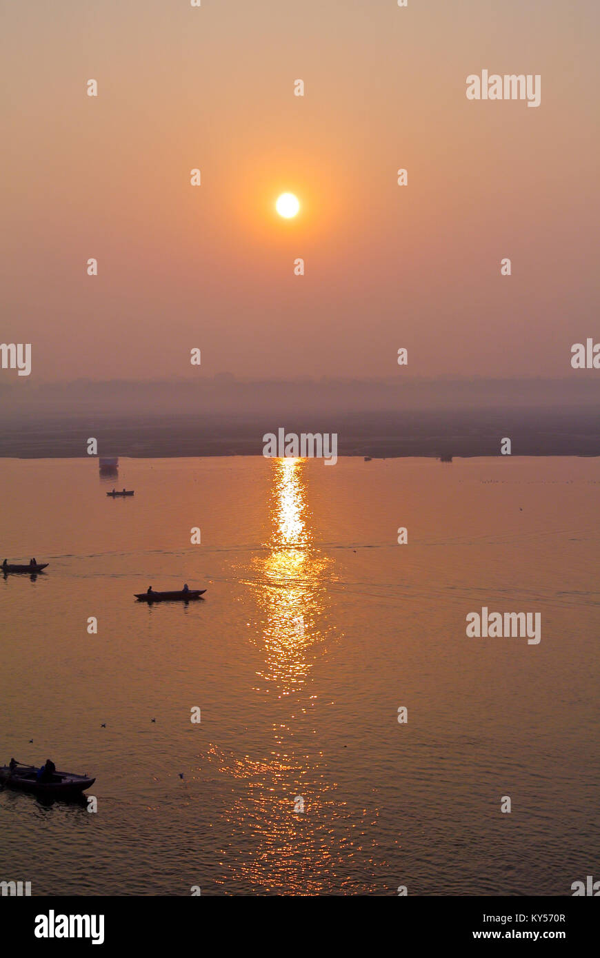 Sunset on ganges river varanasi india hi-res stock photography and ...