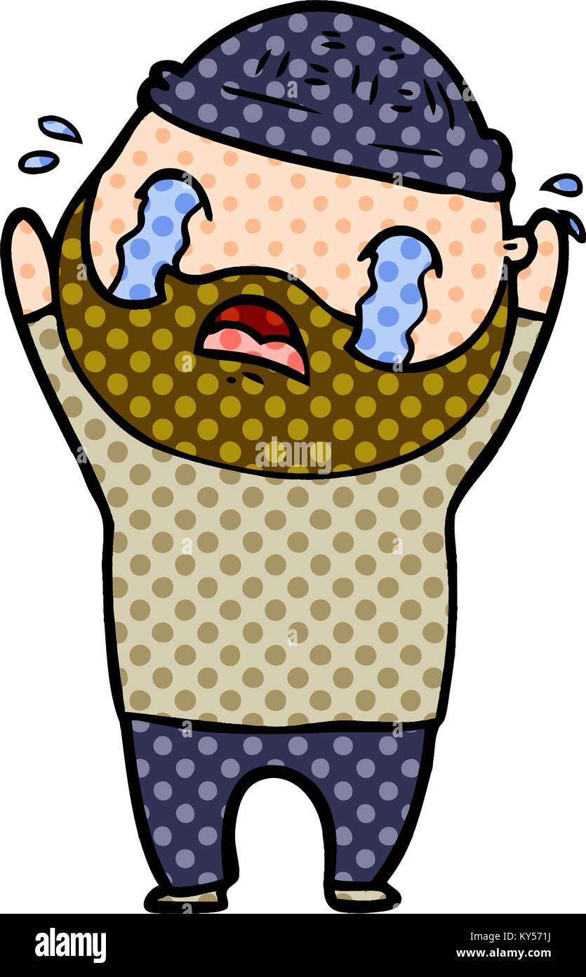 cartoon bearded man crying Stock Vector Image & Art - Alamy