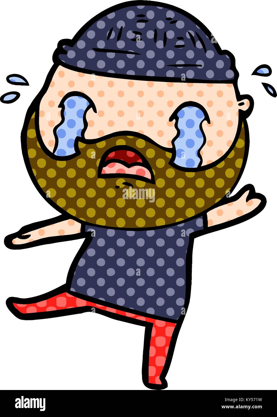 cartoon bearded man crying Stock Vector Image & Art - Alamy