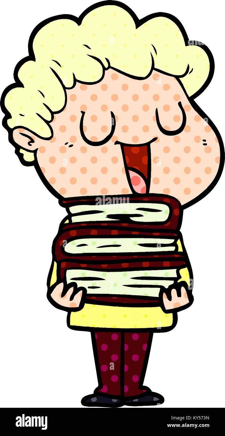 Boy laughing reading book Stock Vector Images - Alamy