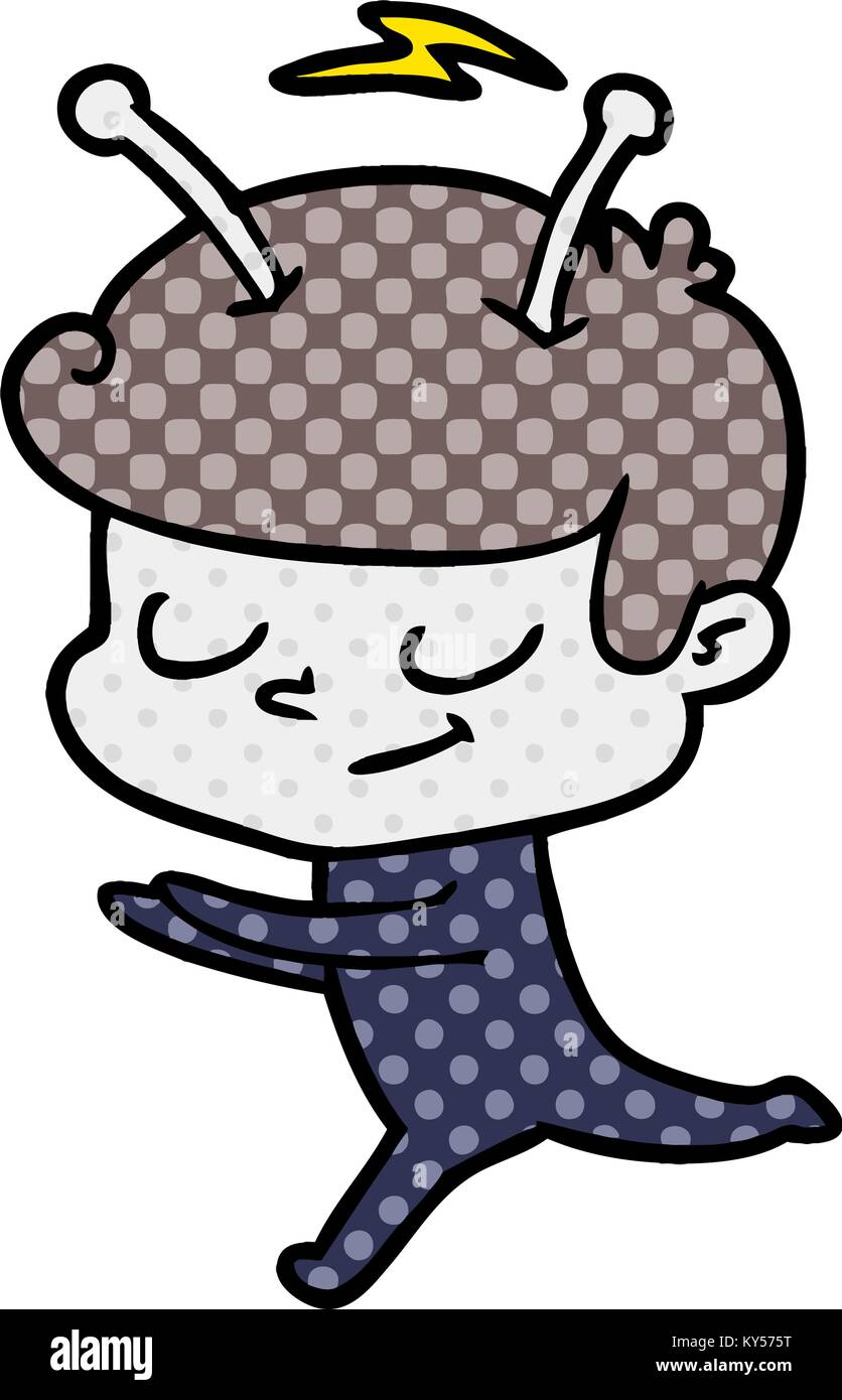 friendly cartoon spaceman running Stock Vector Image & Art - Alamy