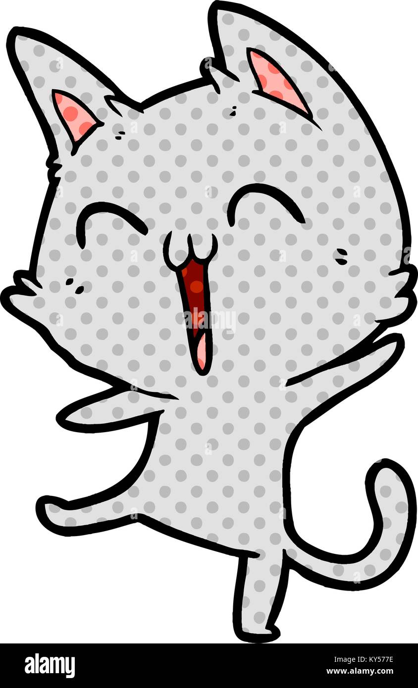 happy cartoon cat meowing Stock Vector Image & Art - Alamy