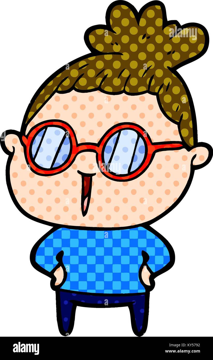 cartoon woman wearing spectacles Stock Vector Image & Art - Alamy