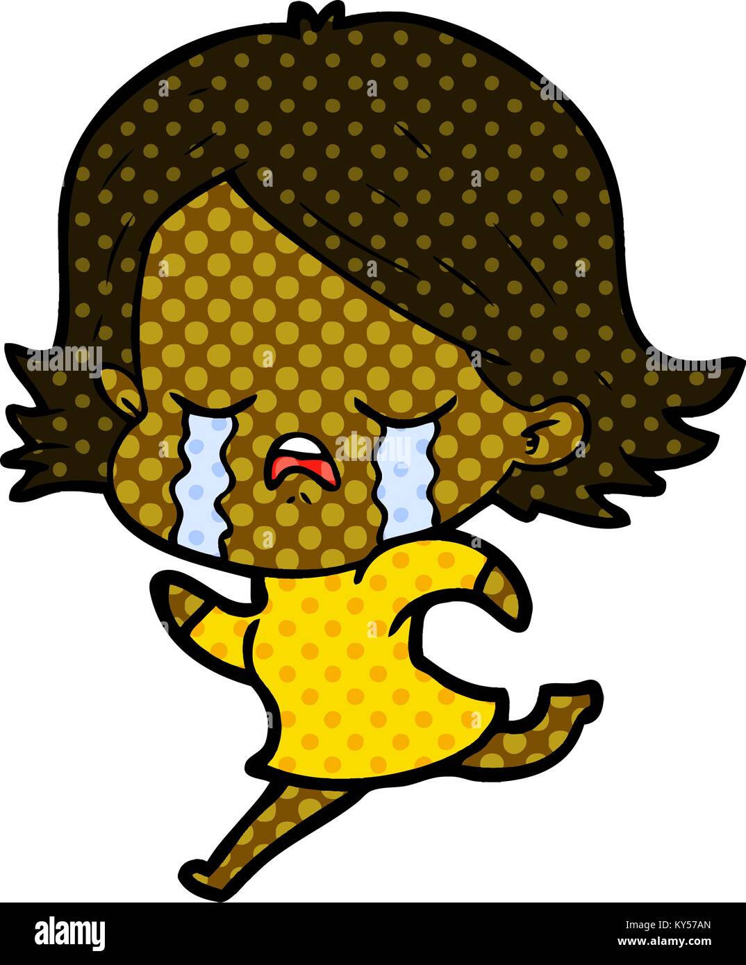 cartoon girl crying whilst running Stock Vector Image & Art - Alamy