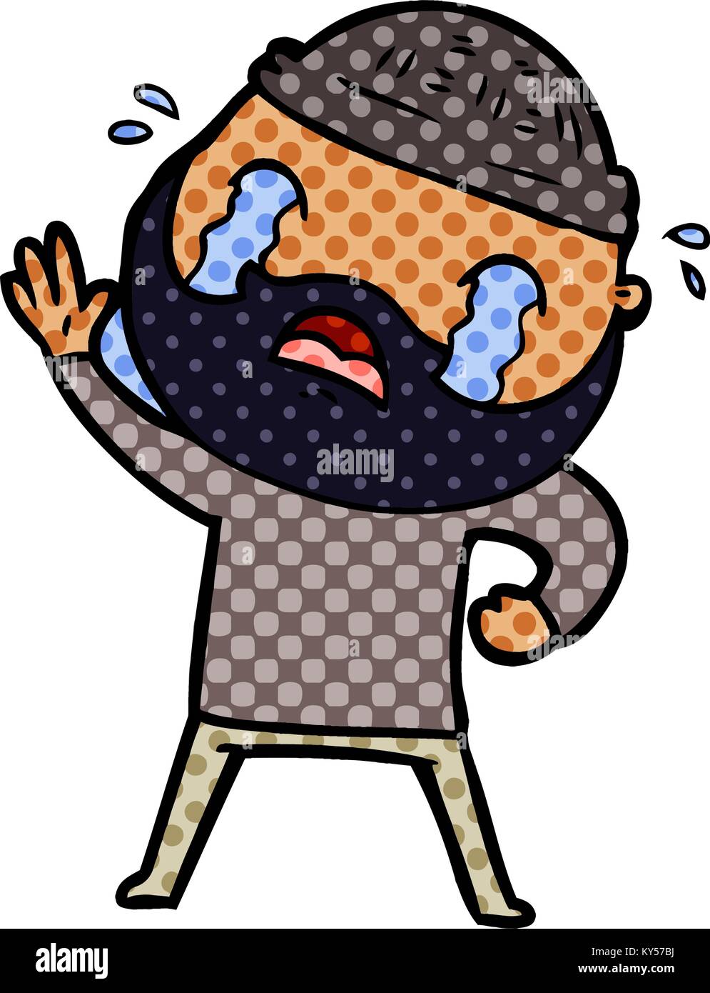 cartoon bearded man waving and crying Stock Vector Image & Art - Alamy