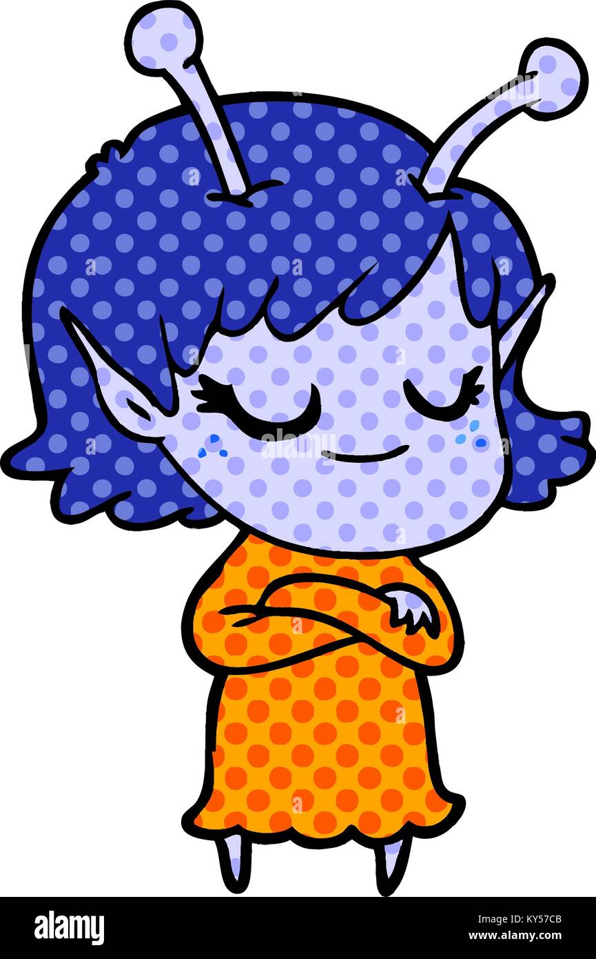 smiling alien girl cartoon Stock Vector Image & Art - Alamy