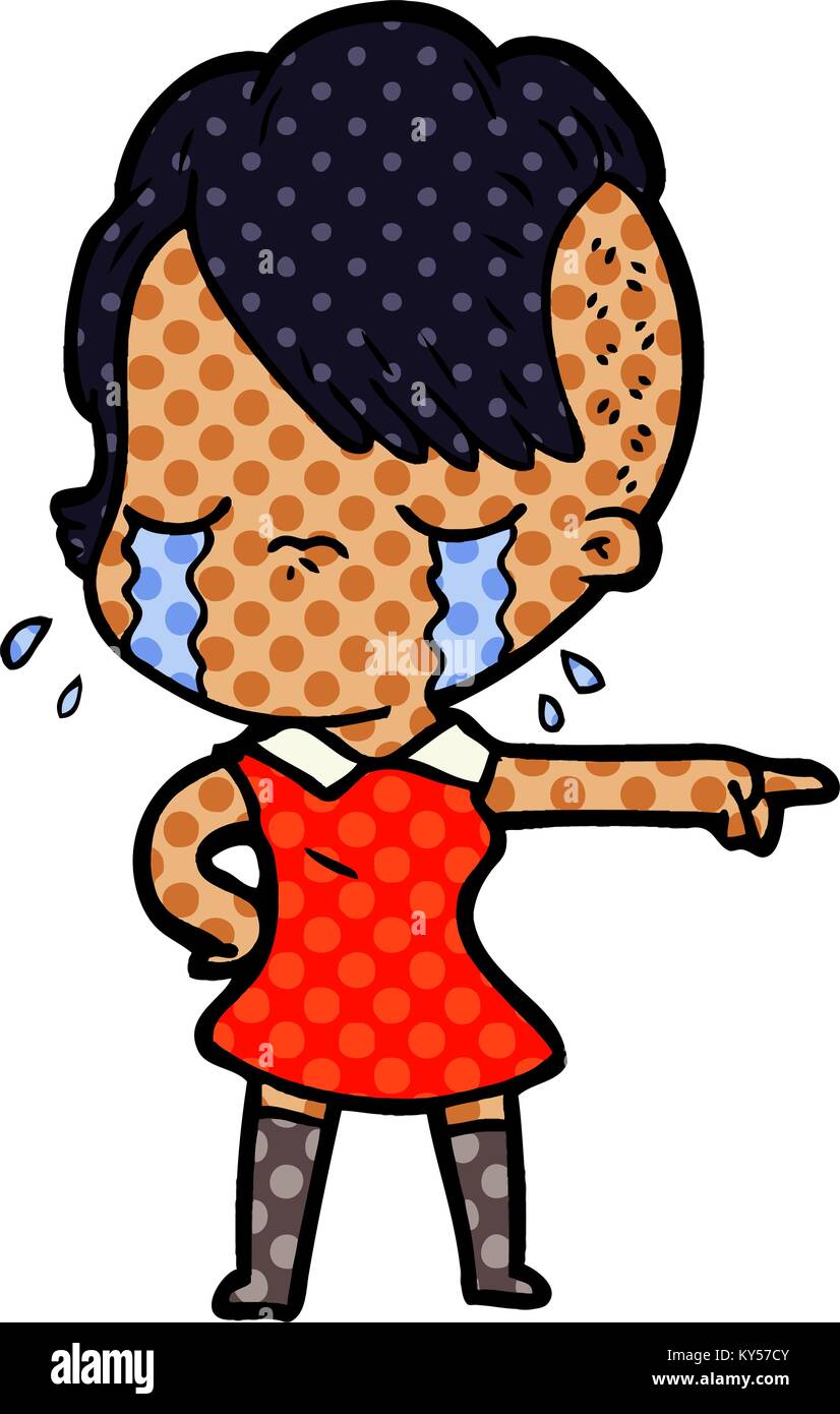 cartoon crying girl pointing Stock Vector Image & Art - Alamy
