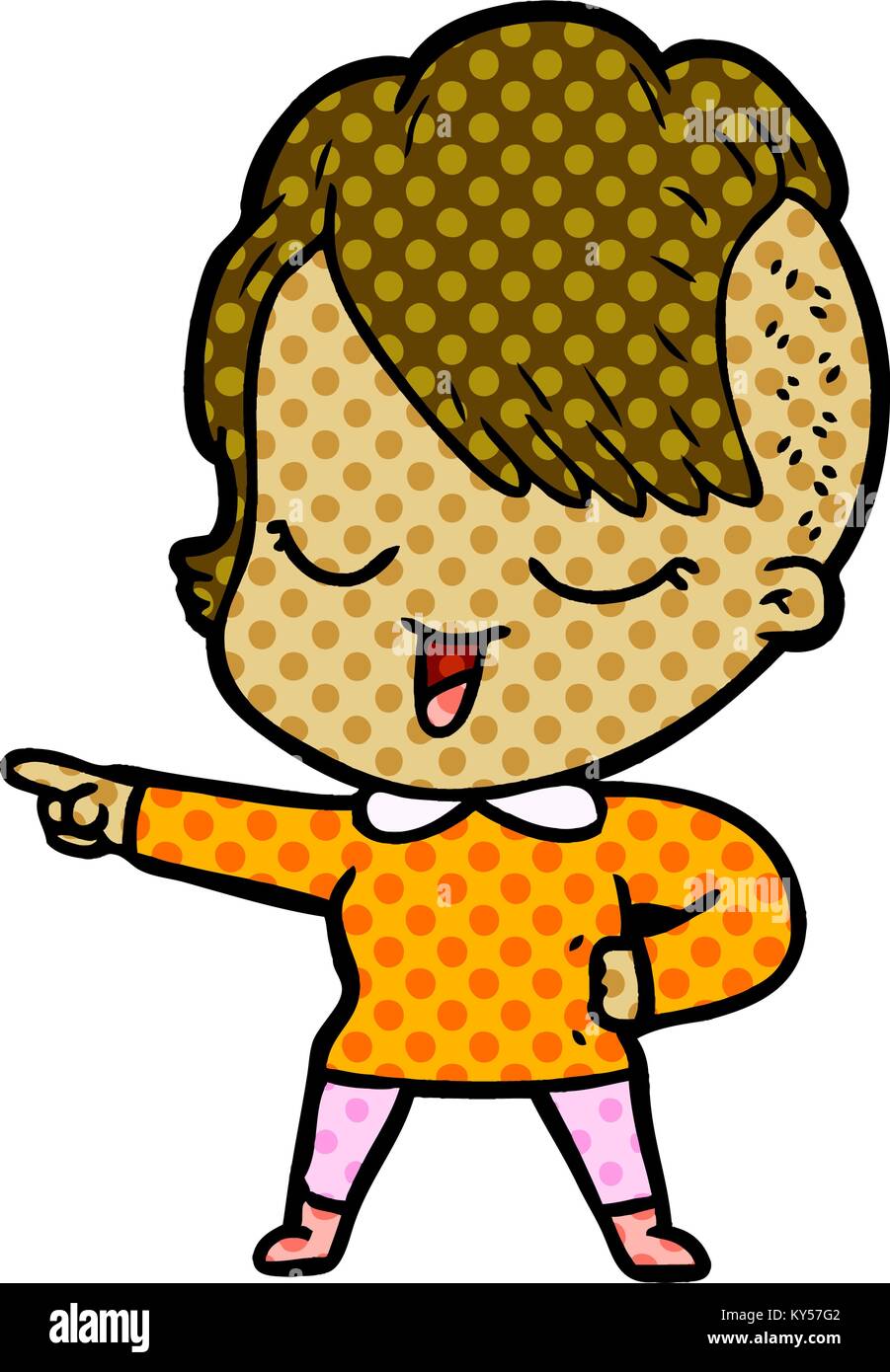 happy cartoon girl pointing Stock Vector Image & Art - Alamy