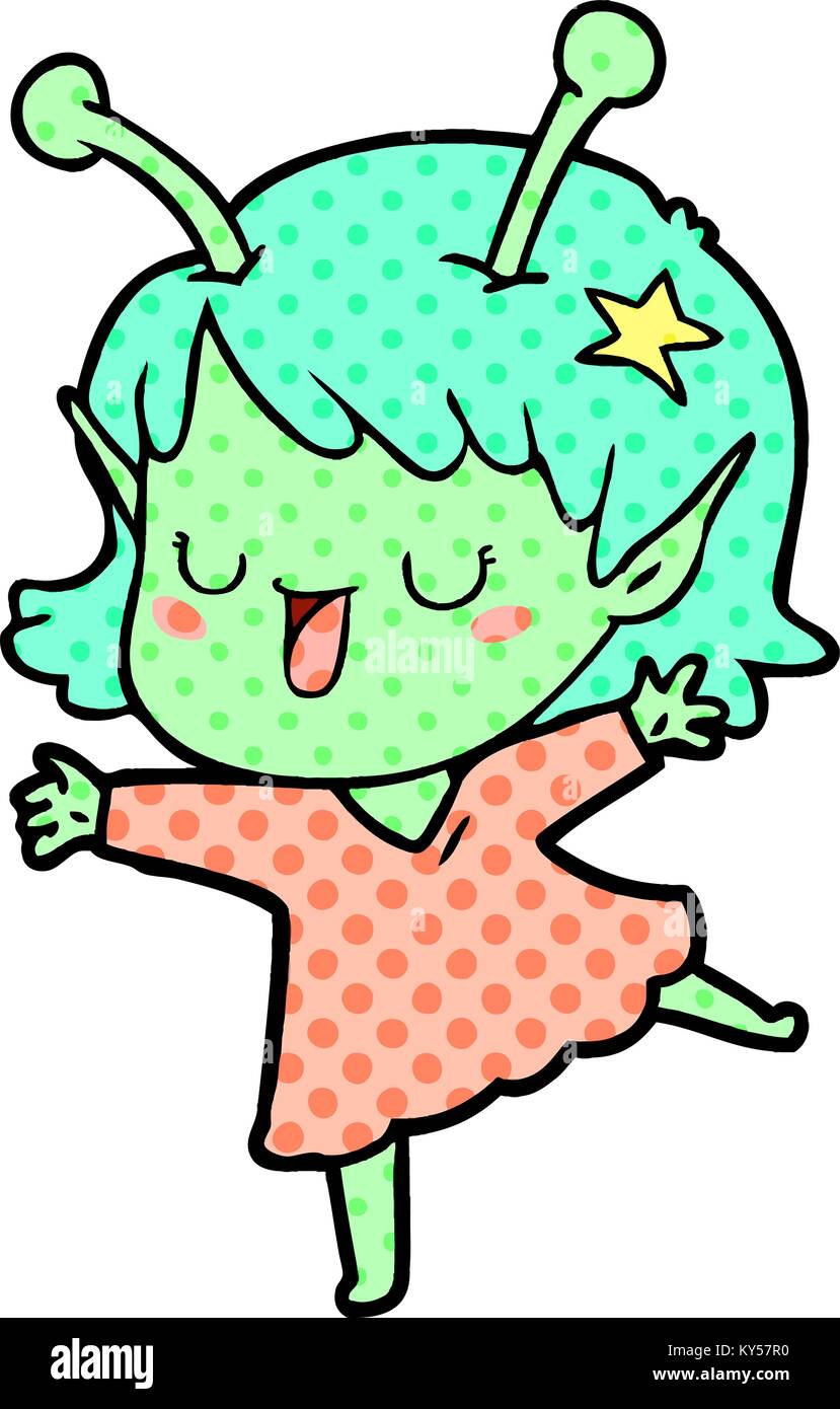happy alien girl cartoon Stock Vector Image & Art - Alamy