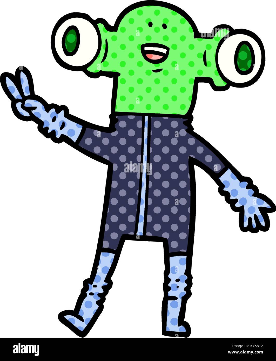 friendly cartoon alien giving peace sign Stock Vector Image & Art - Alamy