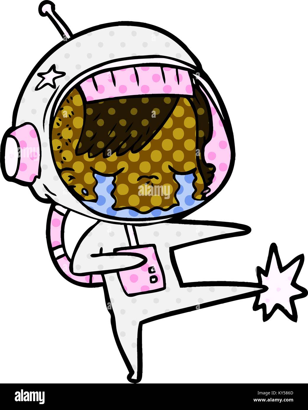 cartoon crying astronaut girl kicking Stock Vector Image & Art - Alamy