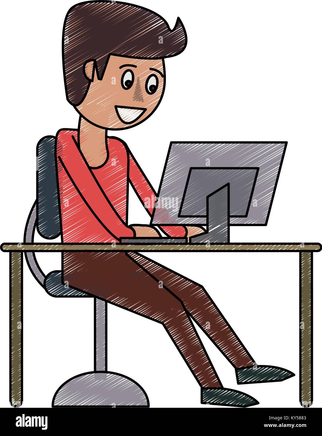 Guy On Desk Cartoon Stock Vector Image And Art Alamy