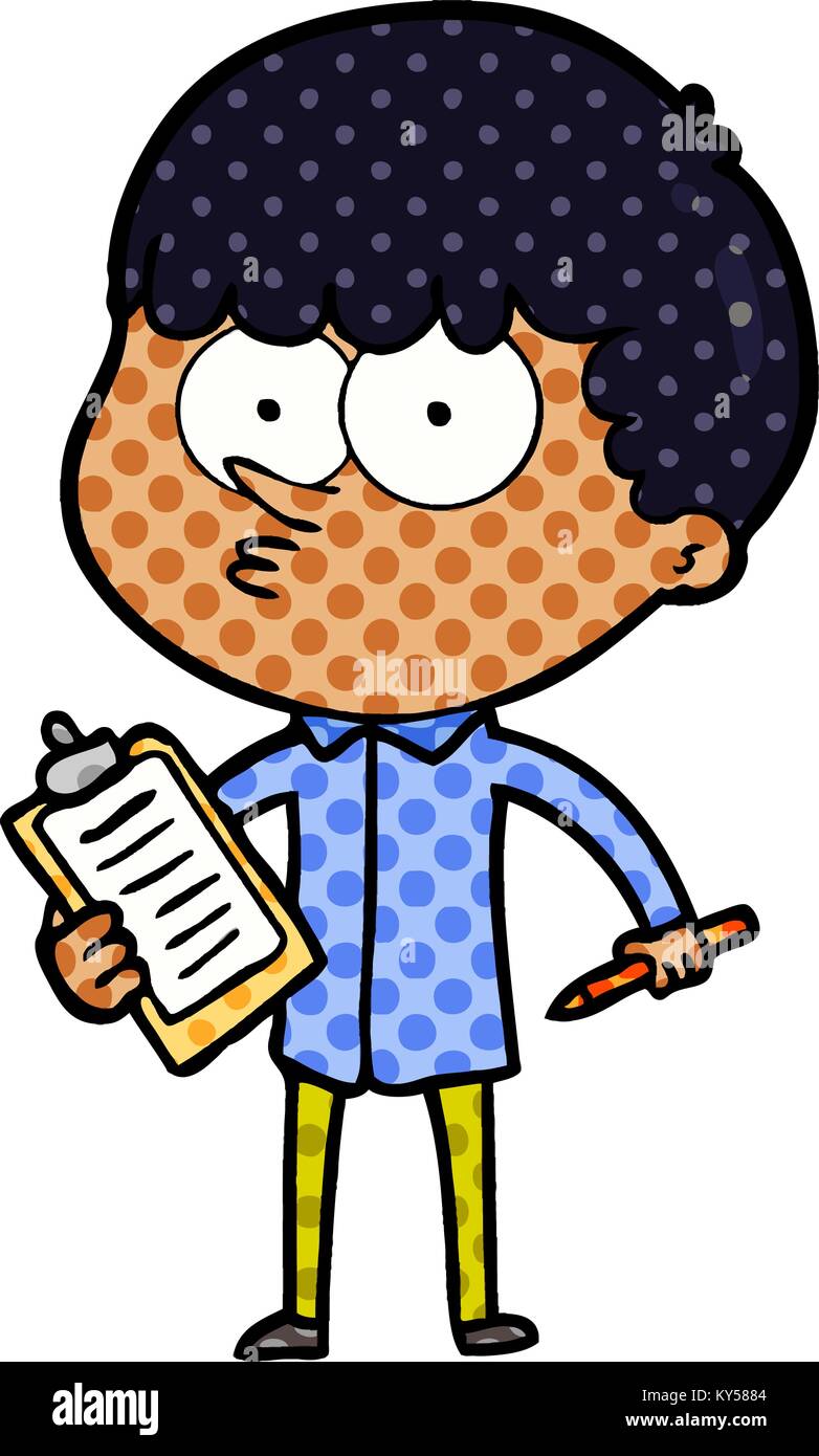 cartoon curious boy taking notes Stock Vector Image & Art - Alamy