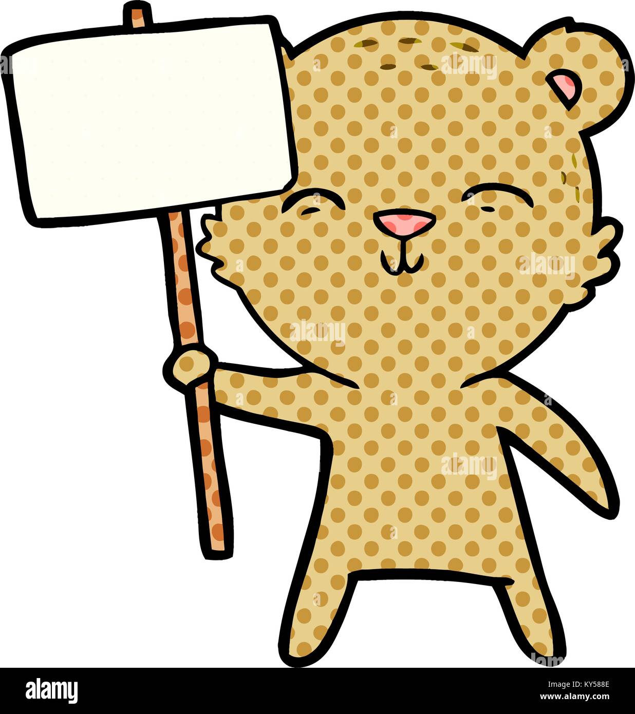 happy cartoon bear with sign Stock Vector Image & Art - Alamy