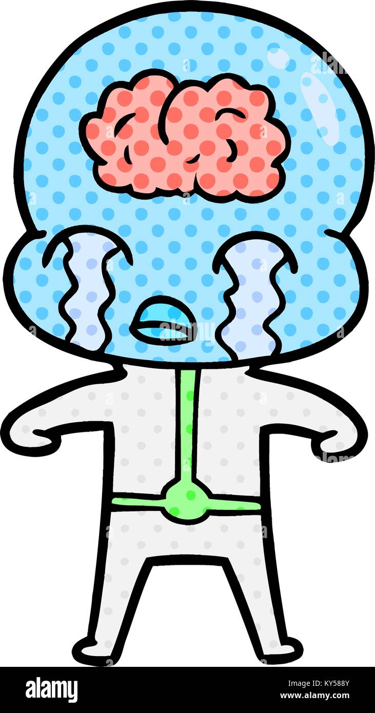 cartoon big brain alien crying Stock Vector Image & Art - Alamy