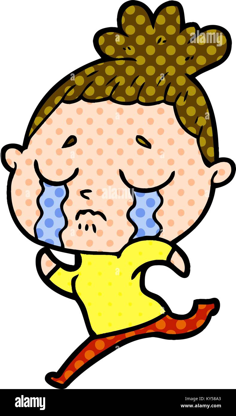 cartoon crying woman running away Stock Vector Image & Art - Alamy