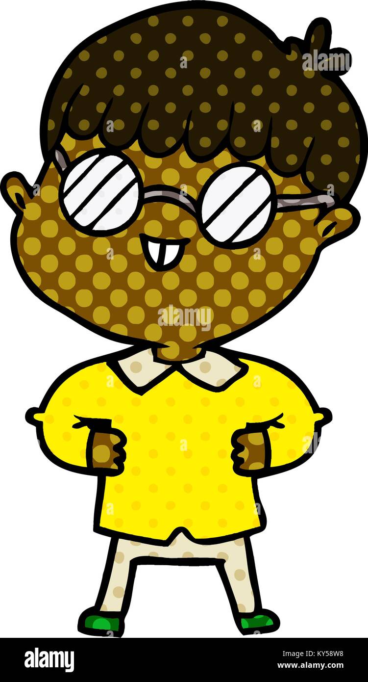 cartoon boy wearing spectacles Stock Vector Image & Art - Alamy