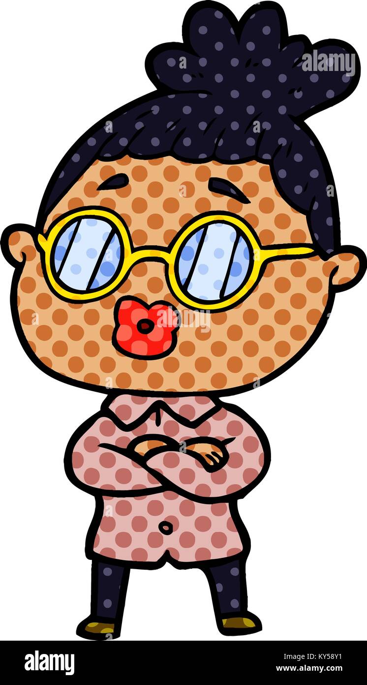 cartoon woman wearing spectacles Stock Vector Image & Art - Alamy
