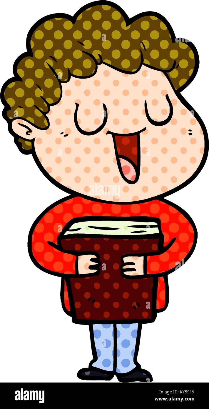 Boy laughing reading book Stock Vector Images - Alamy