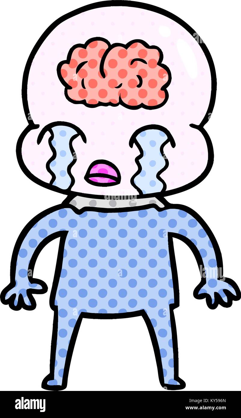cartoon big brain alien crying Stock Vector Image & Art - Alamy