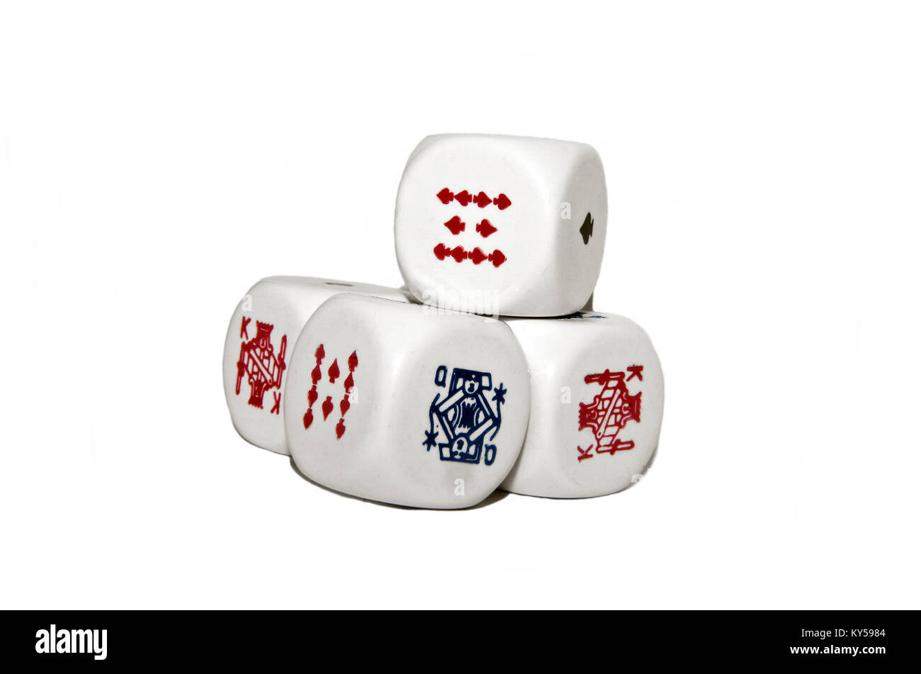 poker dices on isolated white background Stock Photo - Alamy