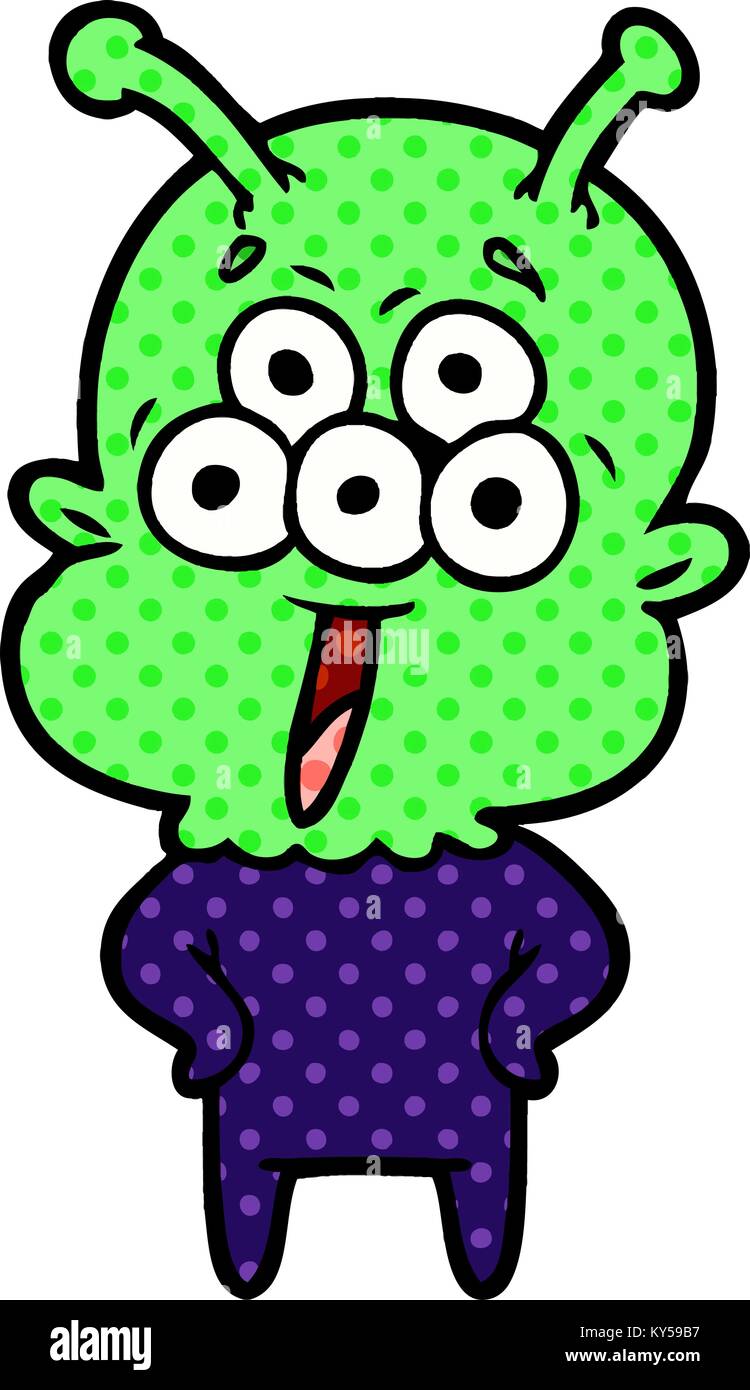 happy cartoon alien Stock Vector Image & Art - Alamy