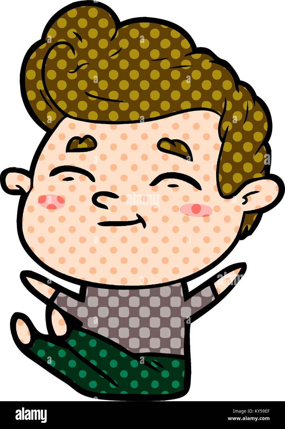 happy cartoon man sitting Stock Vector Image & Art - Alamy
