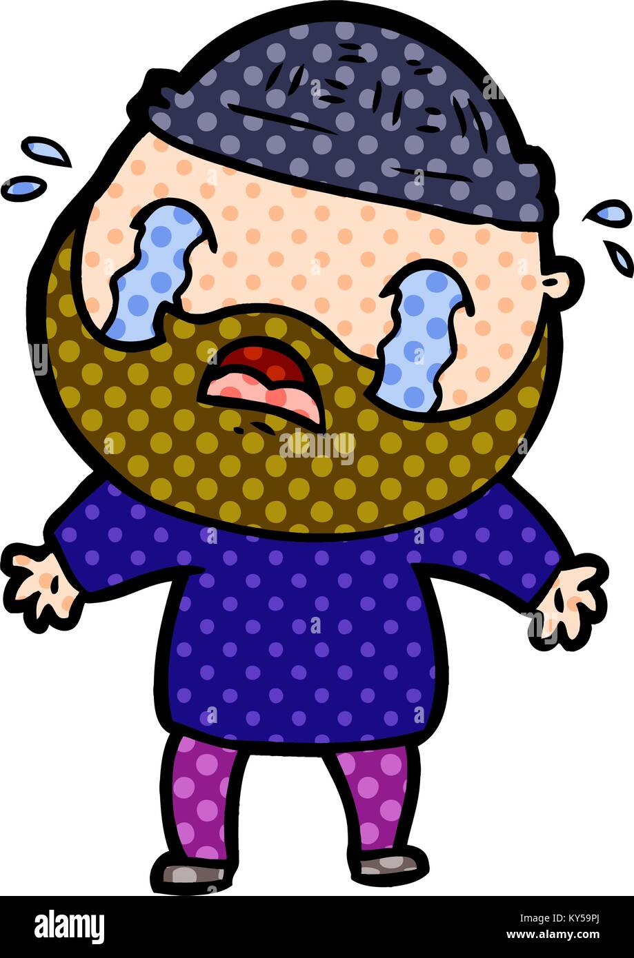 cartoon bearded man crying Stock Vector Image & Art - Alamy