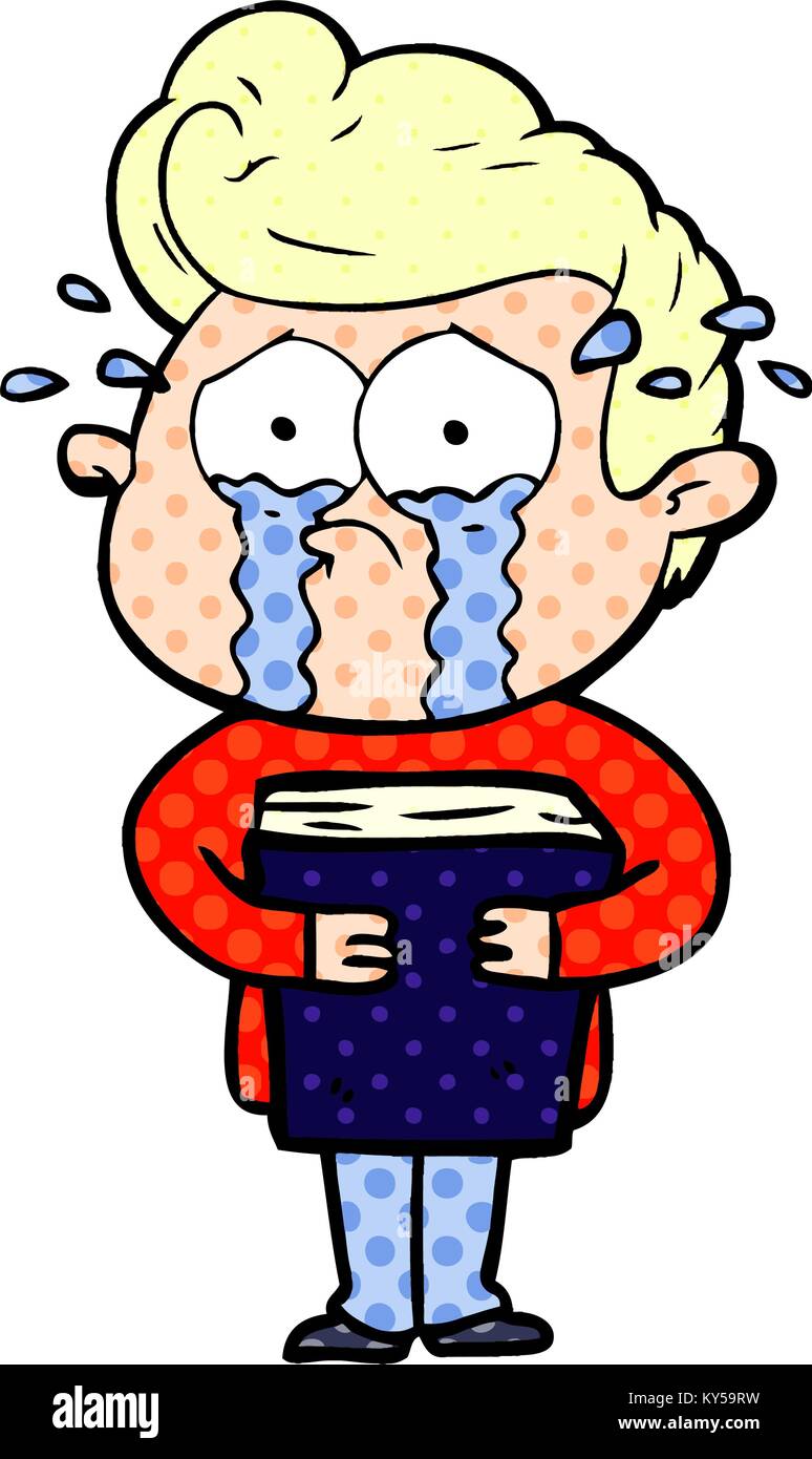 cartoon crying man holding book Stock Vector Image & Art - Alamy