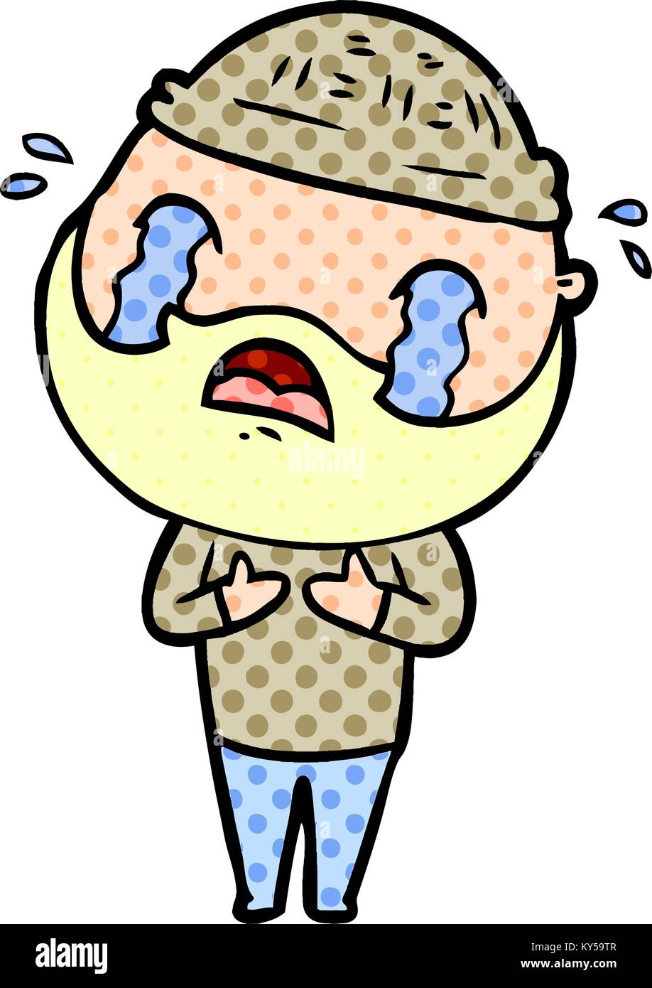 cartoon bearded man crying Stock Vector Image & Art - Alamy