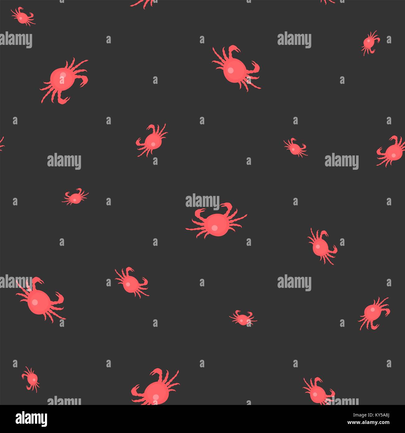Seamless pattern with red crabs on white background. Vector ...