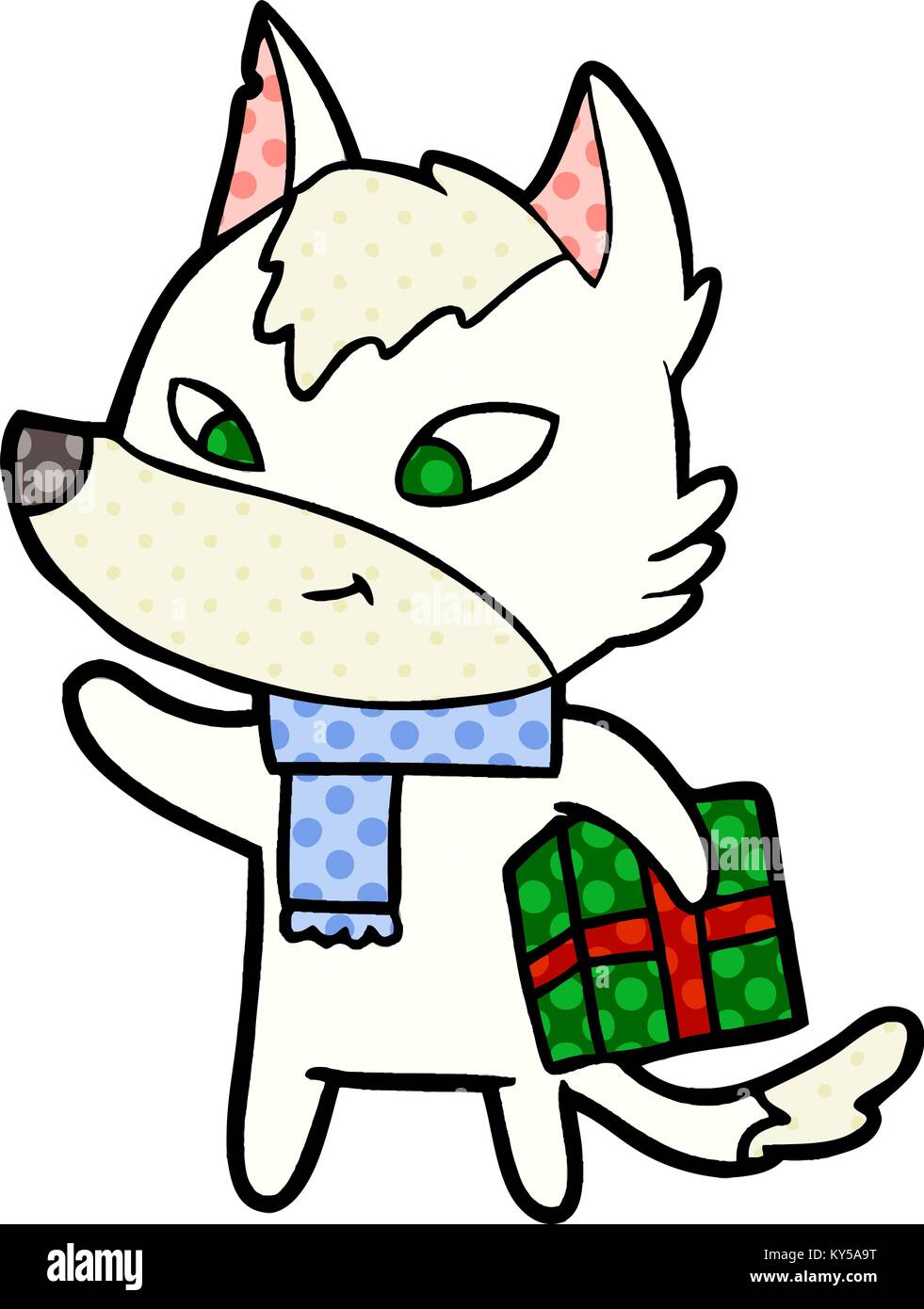 friendly cartoon christmas wolf Stock Vector Image & Art - Alamy