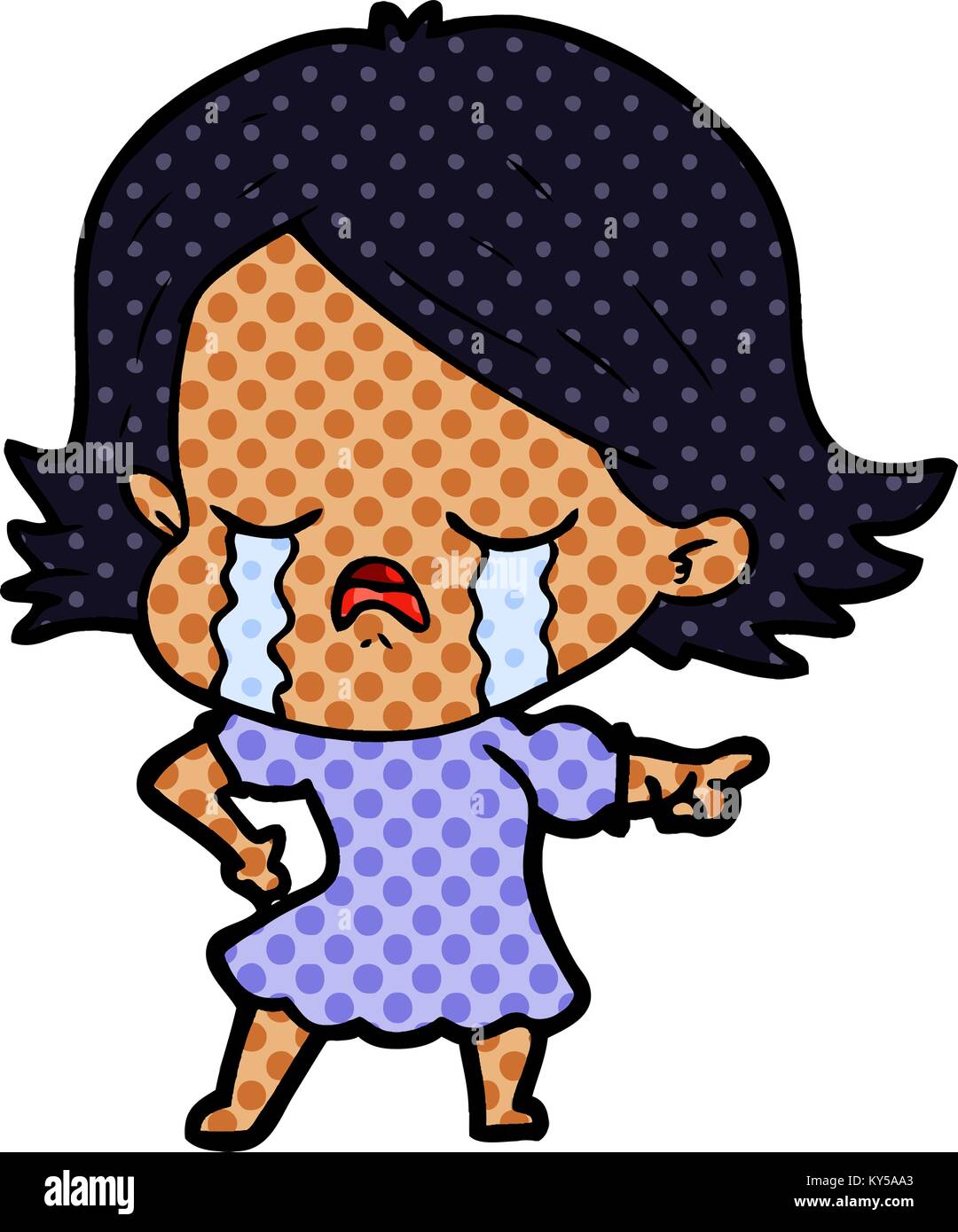 cartoon girl crying and pointing Stock Vector Image & Art - Alamy