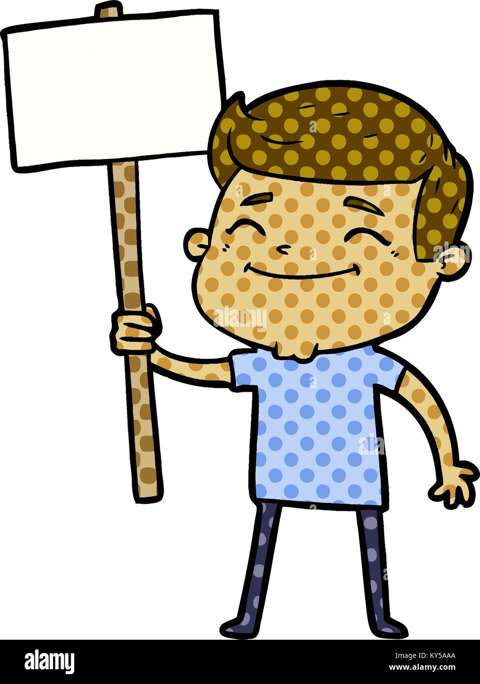 happy cartoon man with placard Stock Vector Image & Art - Alamy