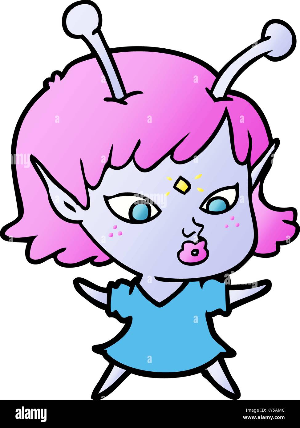 pretty cartoon alien girl Stock Vector Image & Art - Alamy