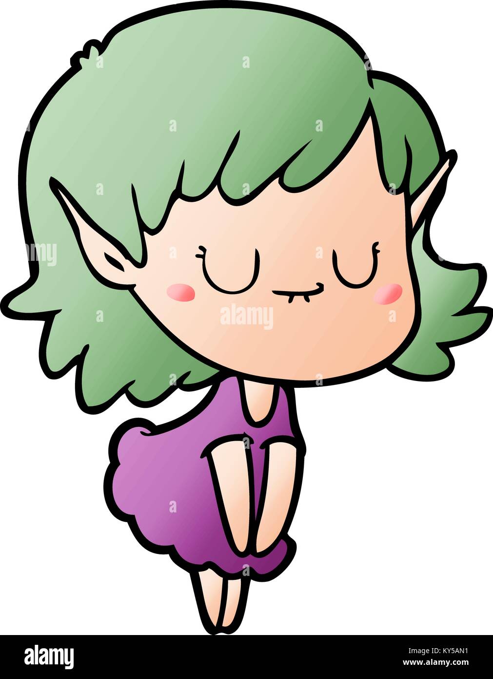 happy cartoon elf girl wearing dress Stock Vector Image & Art - Alamy
