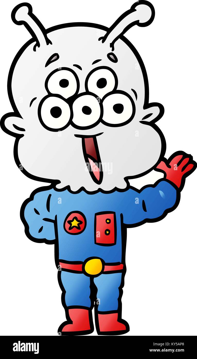 happy cartoon alien waving Stock Vector Image & Art - Alamy