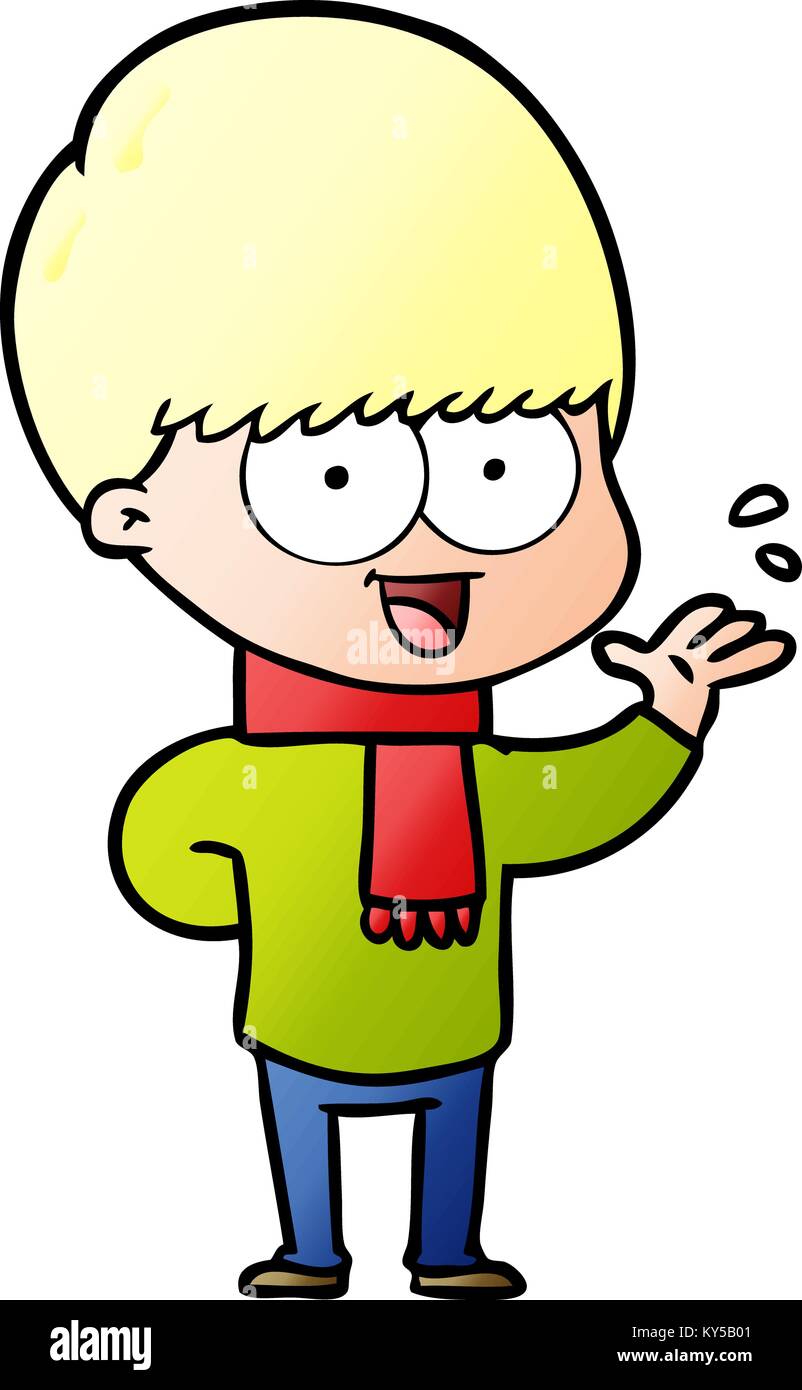 happy cartoon boy waving Stock Vector Image & Art - Alamy