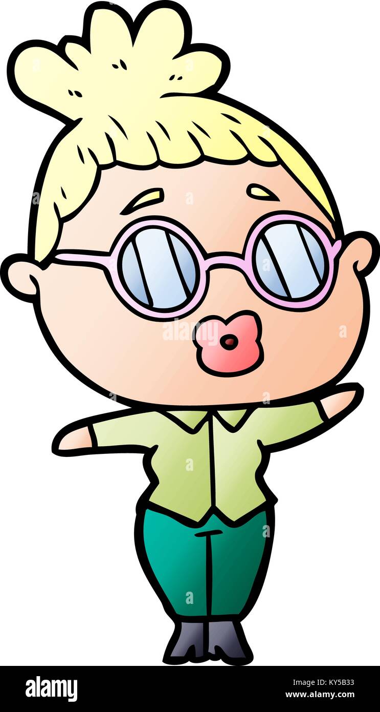 cartoon woman wearing spectacles Stock Vector Image & Art - Alamy